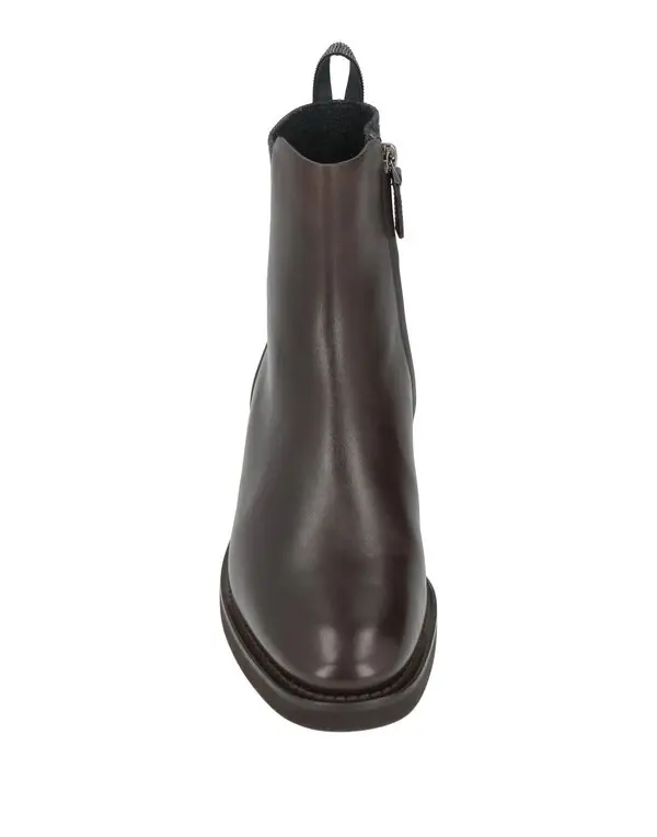Brunello Cucinelli Leather Ankle Boots With Crystal Embellishments