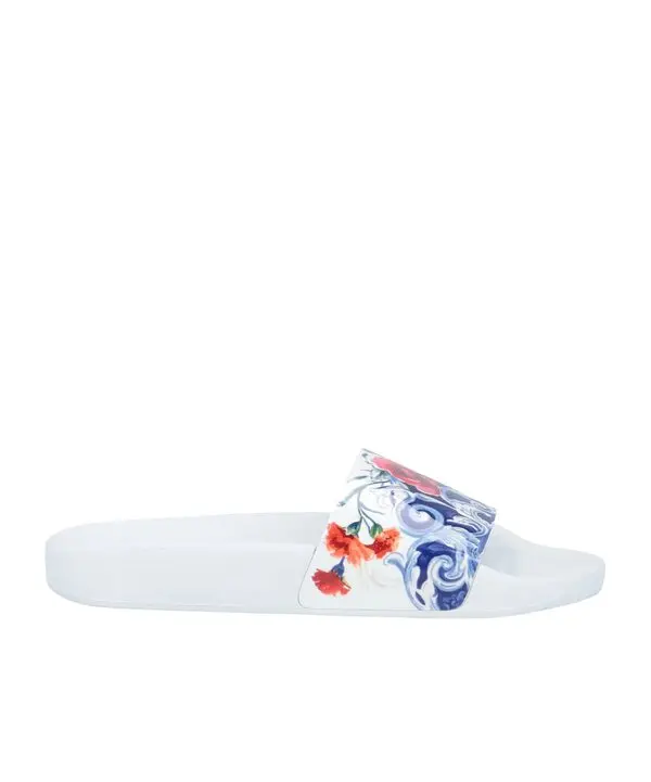Dolce & Gabbana Floral Print Slides - White