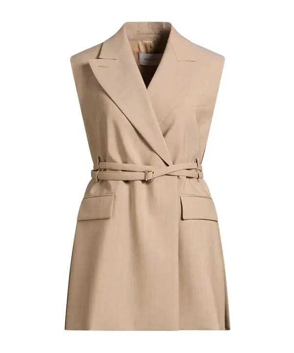 Sportmax Double-breasted Sleeveless Blazer With Belt - Nude