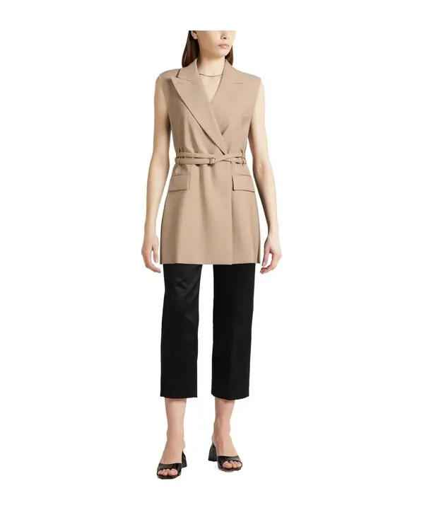 Sportmax Double-breasted Sleeveless Blazer With Belt