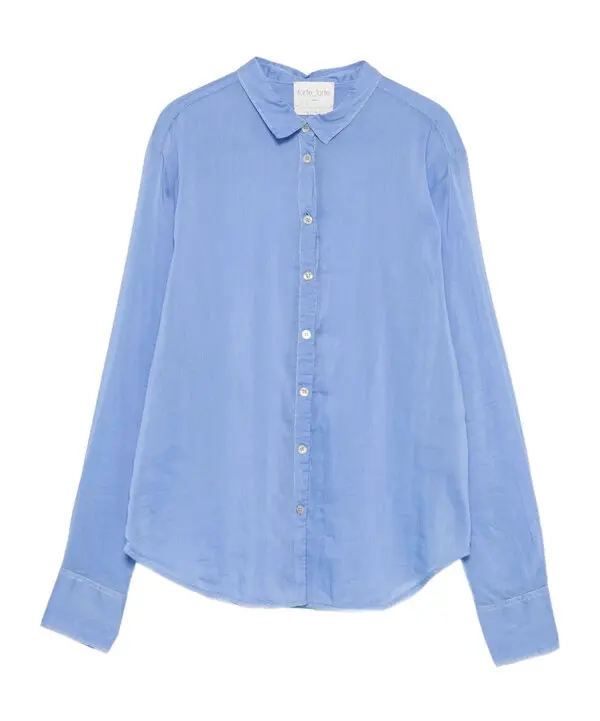 FORTE_FORTE Single-breasted Long-sleeve Shirt - Blue