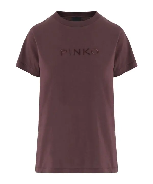 Pinko Embroidered-logo Cotton T-shirt - Dark Red