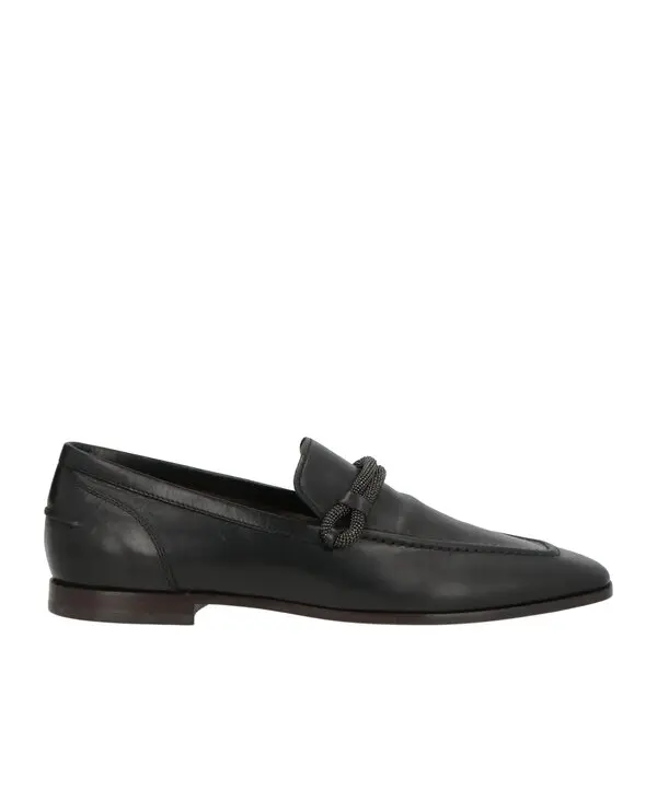 Brunello Cucinelli Leather Loafers With Embellished Detail - Black