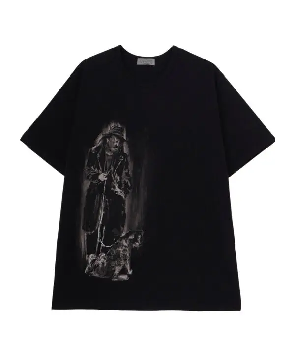 Yohji Yamamoto Cotton Single Jersey Round Neck Short Slv - Black