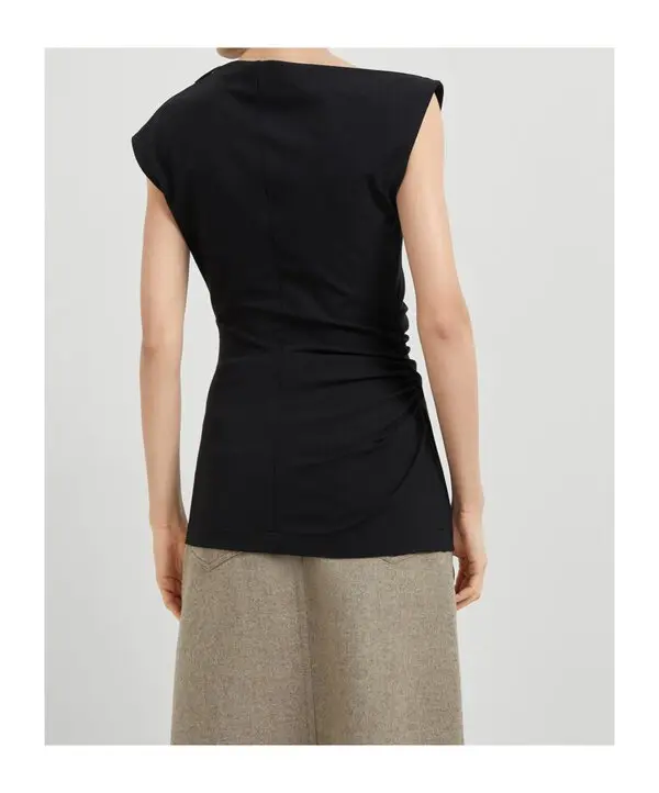 Brunello Cucinelli Asymmetrical Ruched Top
