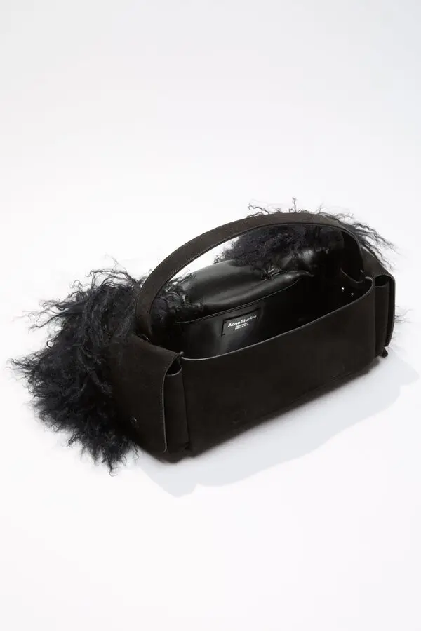 Acne Studios Shearling Trimmed Suede Multipocket Bag