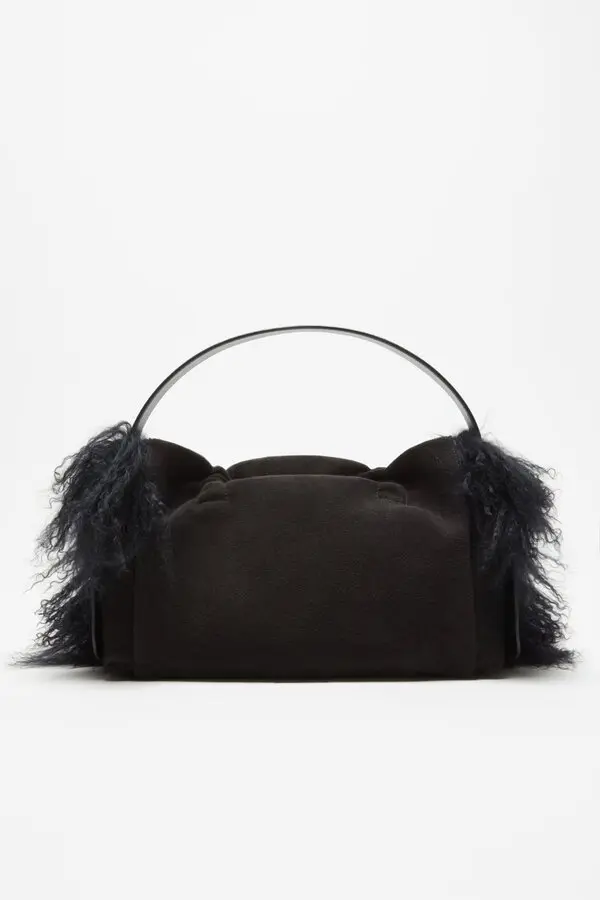 Acne Studios Shearling Trimmed Suede Multipocket Bag