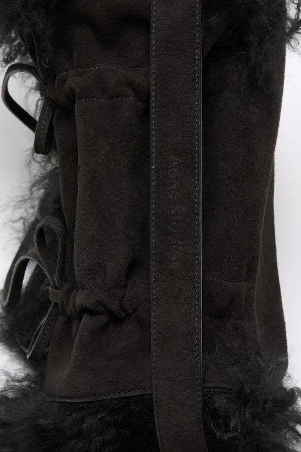 Acne Studios Shearling Trimmed Suede Multipocket Bag