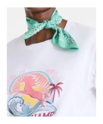Longchamp French Bandana Silk Scarf 50 - Mint