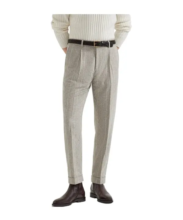 Brunello Cucinelli Striped Tailored Trousers - Gray