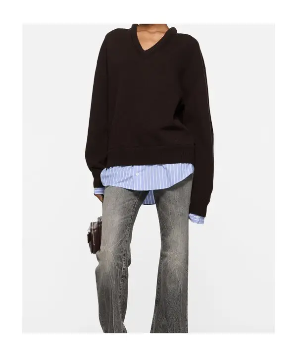 Acne Studios Layered Wool Sweater - Dark Brown