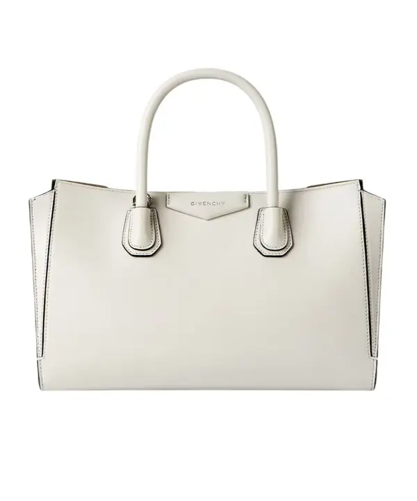 Givenchy Small Antigona Catchall Bag In Shiny Grained Leather - Chalk