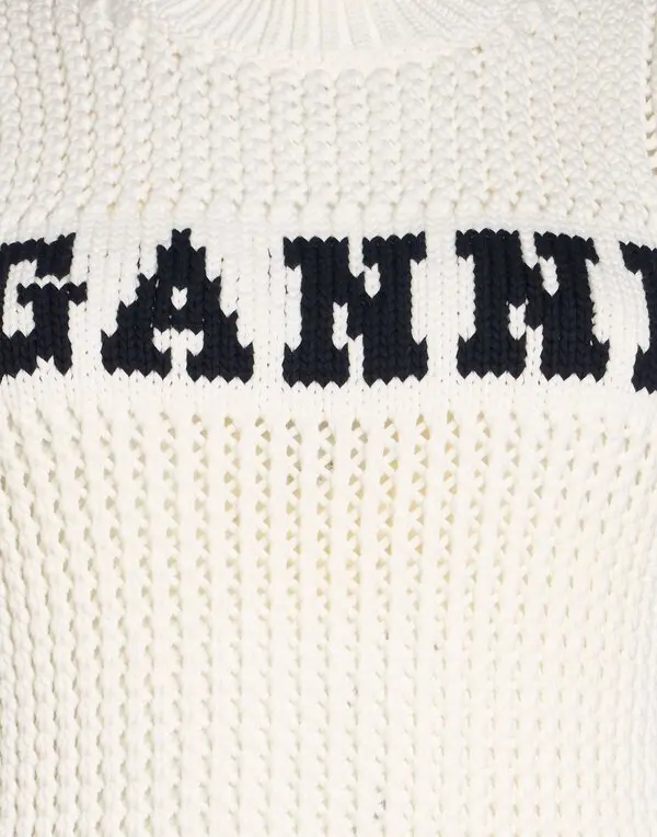 GANNI Sleeveless Knit Top With Embroidered Logo