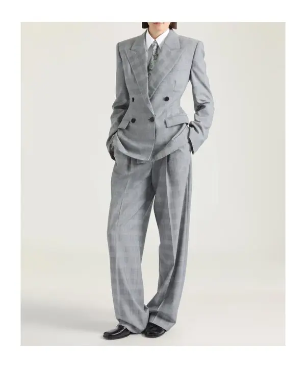 Givenchy Double Pleat Checked Pants In Wool