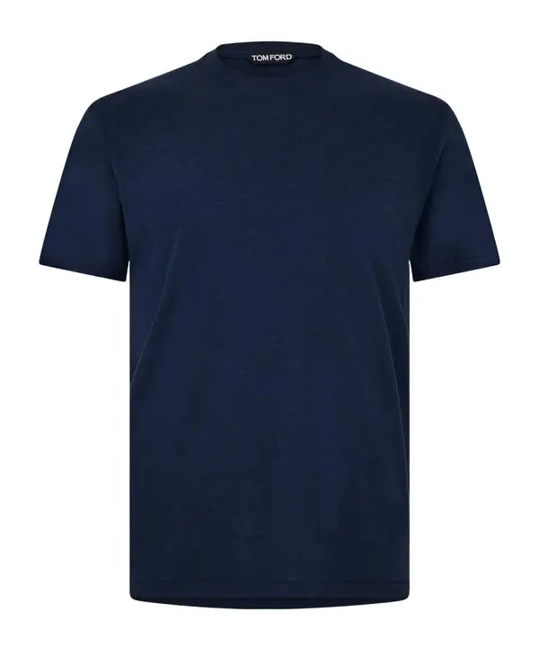 TOM FORD Navy Crewneck Shortsleeve Tee - Blue