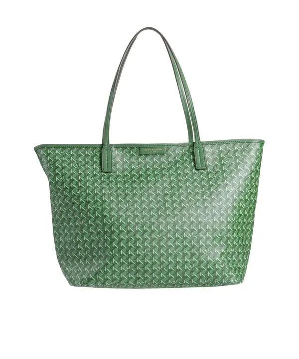 Tory Burch Printed Canvas Tote Bag With Pouch - Green
