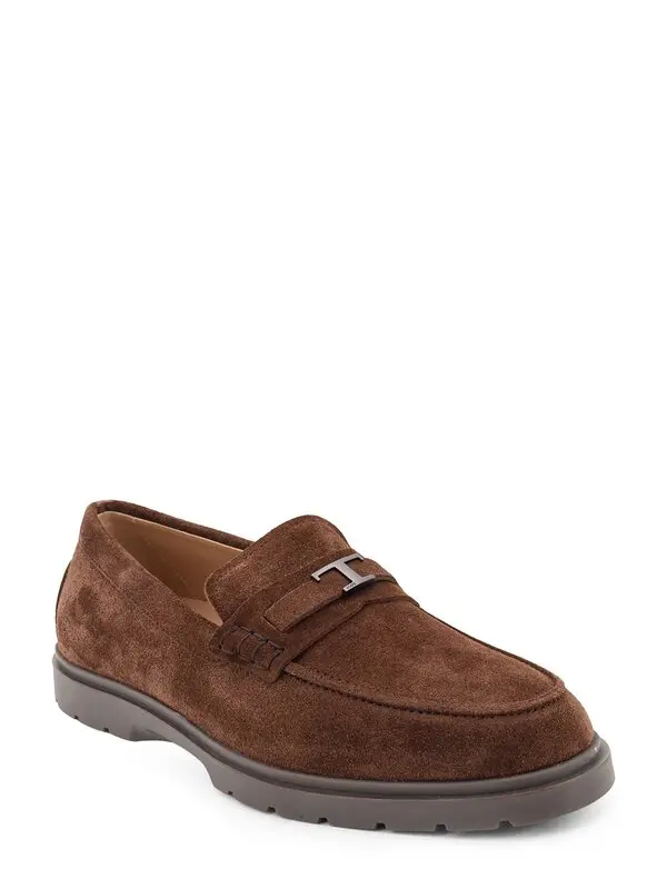 TOD'S Suede Loafers With Metal 't' Detail