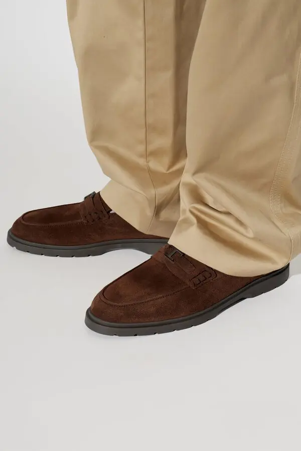 TOD'S Suede Loafers With Metal 't' Detail