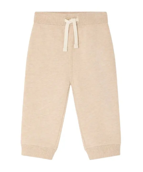 Bonpoint Organic Cotton Drawstring Joggers With Cherry Embroidery - Light Brown