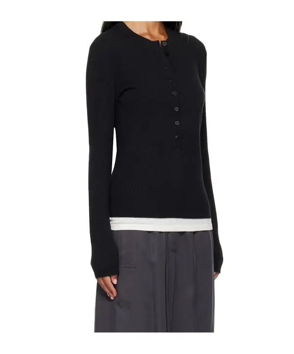 LISA YANG Front Button Knit Sweater