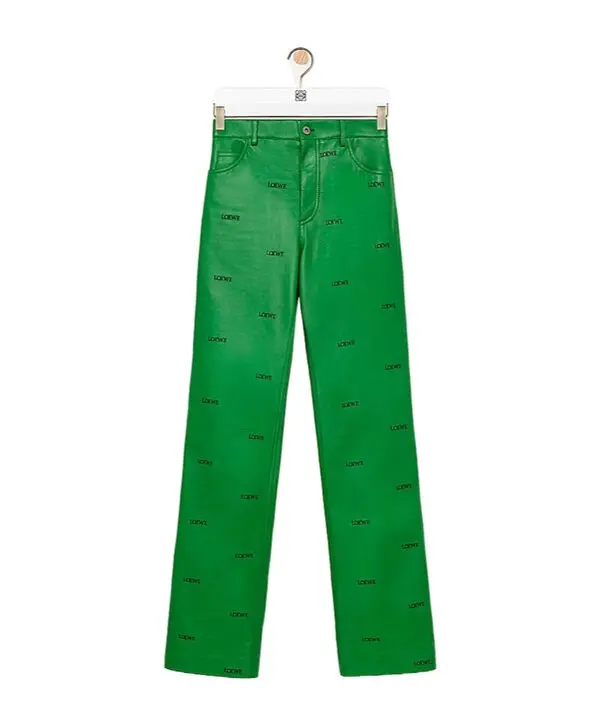 Loewe Trousers In Nappa Lambskin - Green