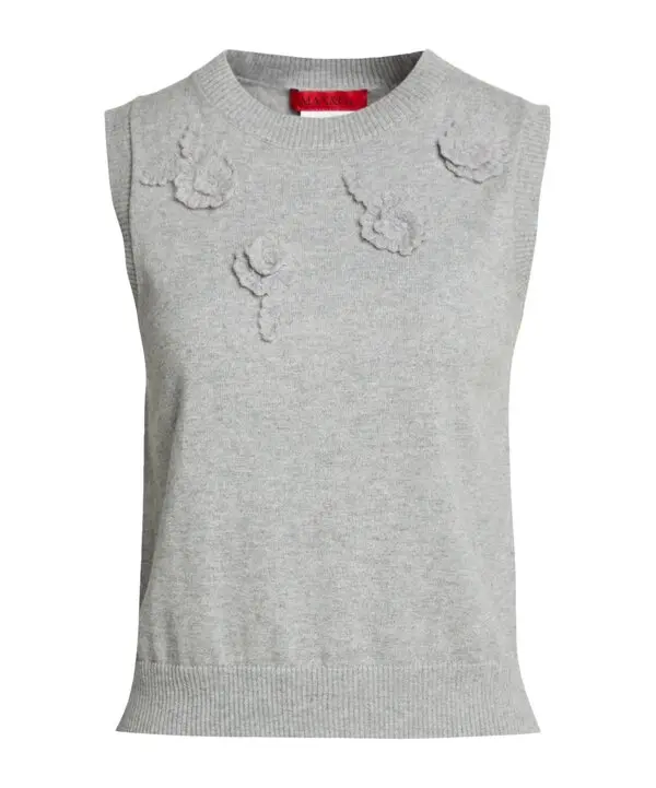 MAXCO. Max&co. Sleeveless Knit Top With Floral Embellishments
