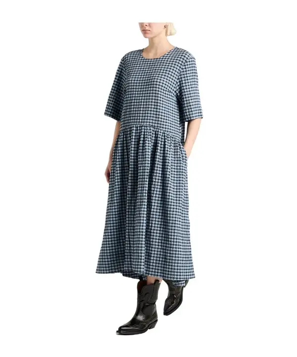 GANNI Fresh Plaid Dress