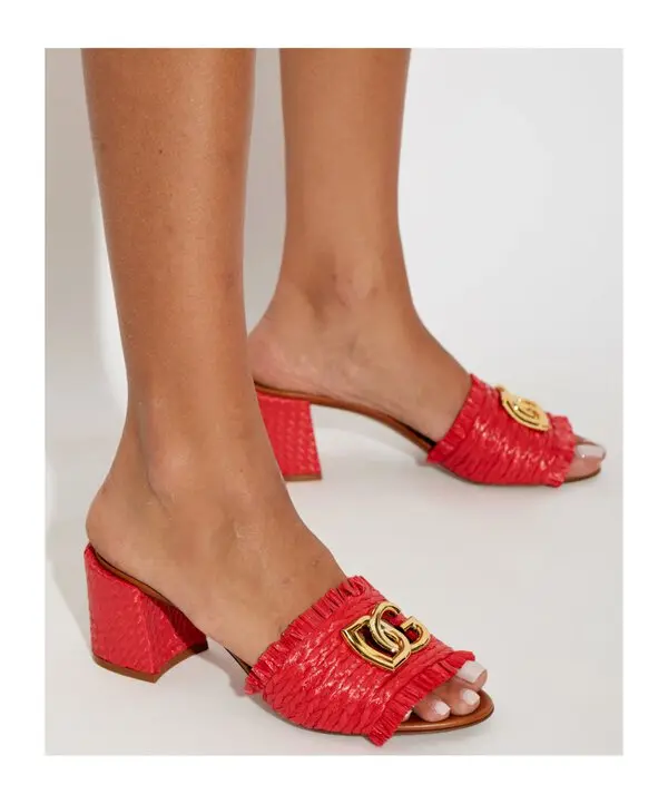 Dolce & Gabbana Open-toe High-heeled Sandals With Ruffled Straps And Dg Logo