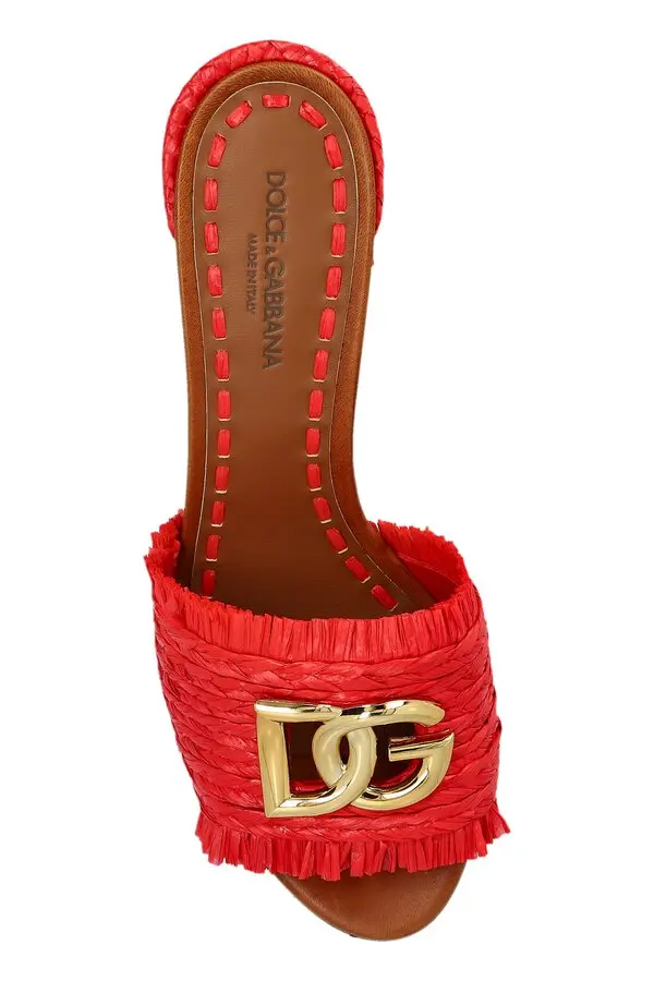 Dolce & Gabbana Open-toe High-heeled Sandals With Ruffled Straps And Dg Logo