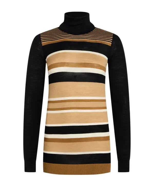 Dolce & Gabbana Striped Wool Knit Turtleneck Long Sleeve Top