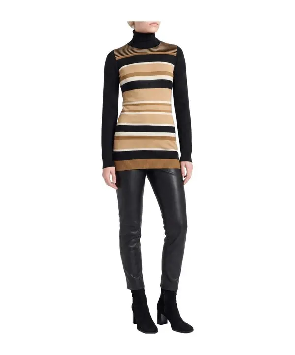 Dolce & Gabbana Striped Wool Knit Turtleneck Long Sleeve Top