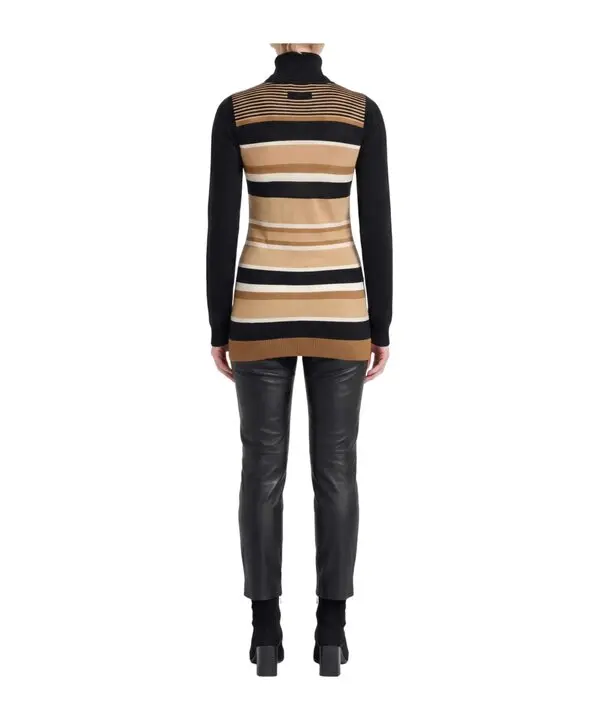 Dolce & Gabbana Striped Wool Knit Turtleneck Long Sleeve Top