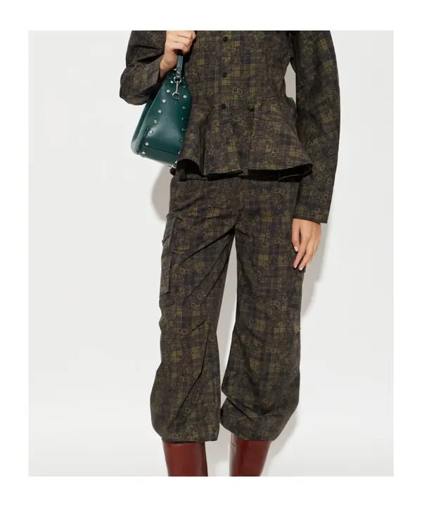 GANNI Printed Plaid Trousers