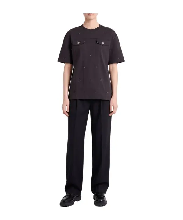 GANNI Solid-color Short-sleeved T-shirt