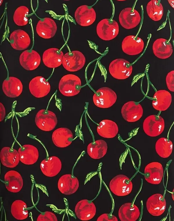 Dolce & Gabbana Sleeveless Square Neck Cherry Print Bodycon Dress