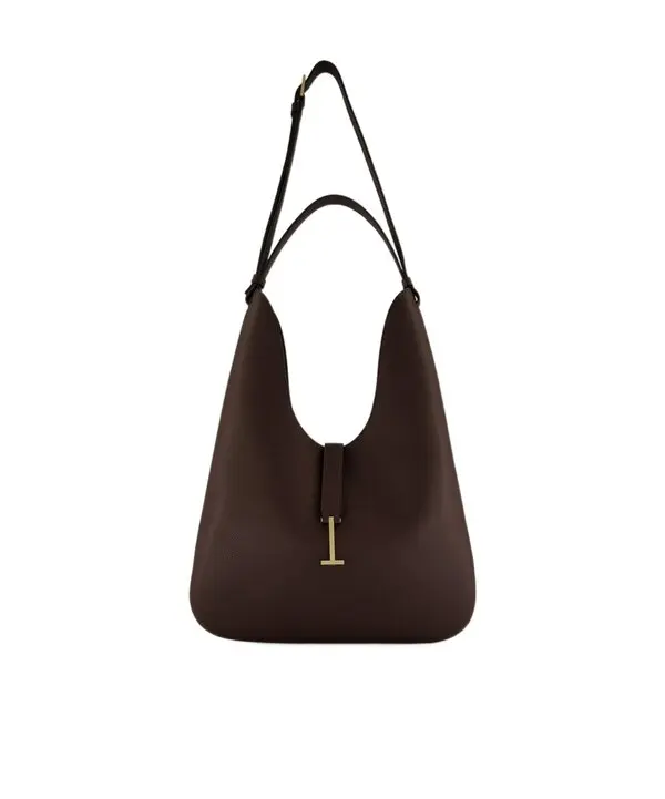 TOM FORD Medium Hobo Shoulder Bag With T Charm - Brown