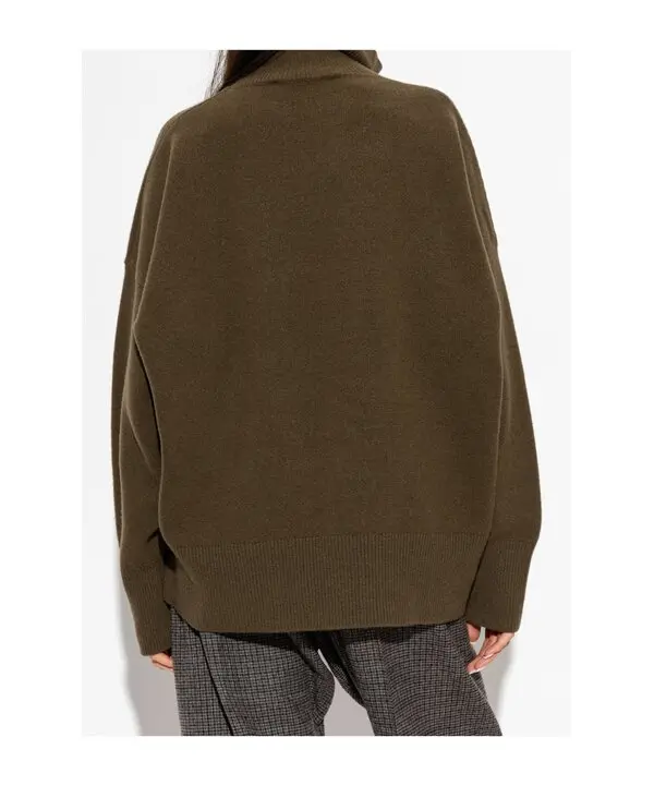 RÓHE Long Sleeve Wool Turtleneck Sweater With Fringe Details