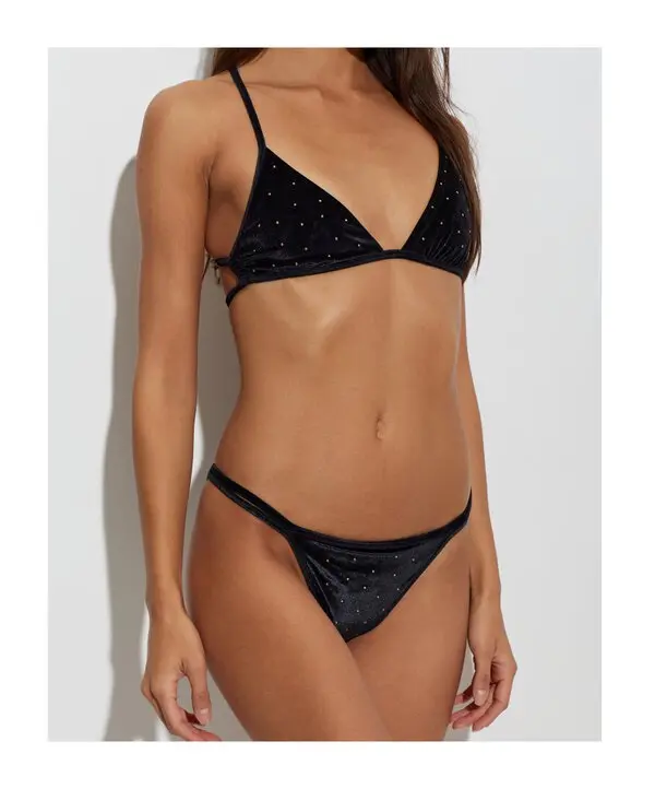 Balmain Stud-embellished Velvet Bikini