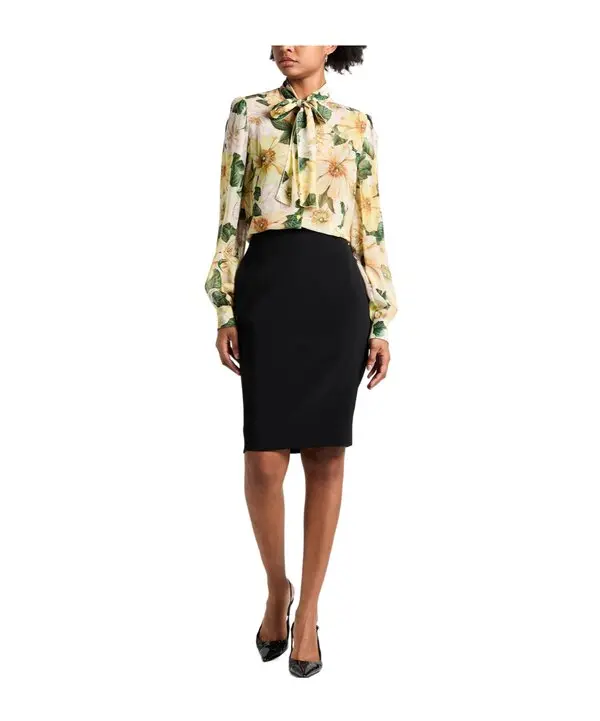 Dolce & Gabbana Floral Chiffon Bow Blouse