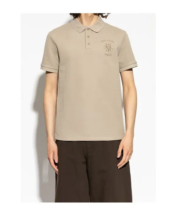Balmain Embroidered Sun Logo Polo Shirt