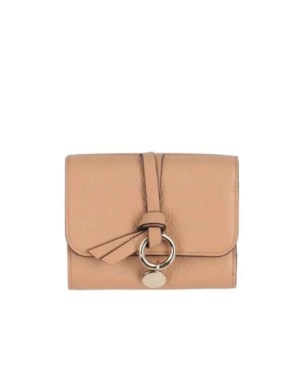 Chloé Minimalist Genuine Leather Wallet - Nude