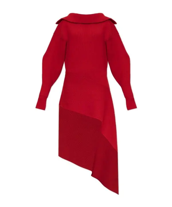 Givenchy Slashed Midi Dress In Wool And Cashmere - Red