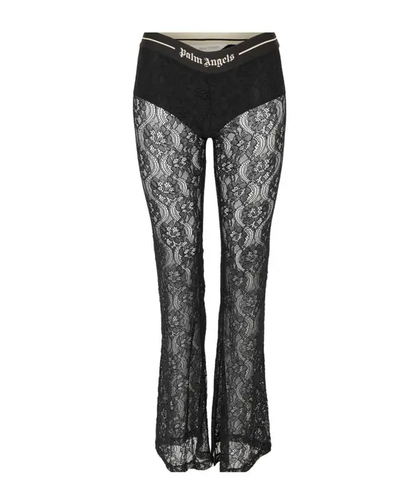Palm Angels Fullflorallace Flare Trousers - Black
