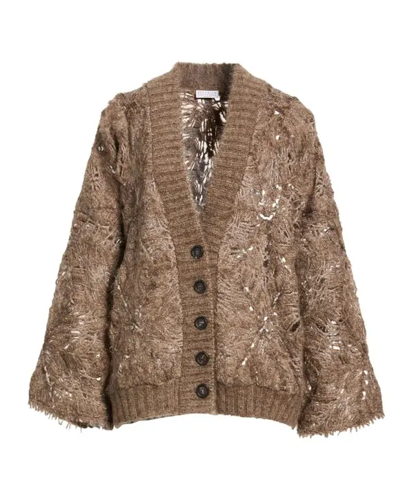 Brunello Cucinelli Grey Knit Cardigan - Khaki