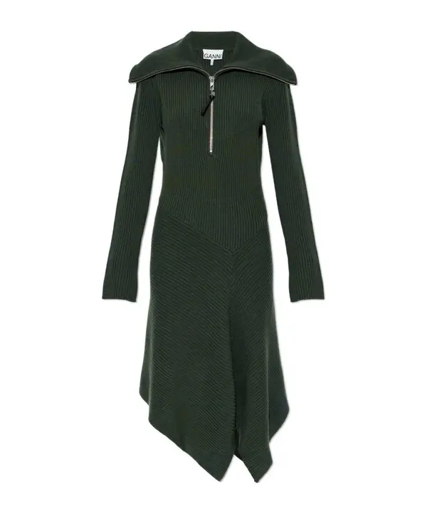 GANNI Long-sleeved Dress - Green