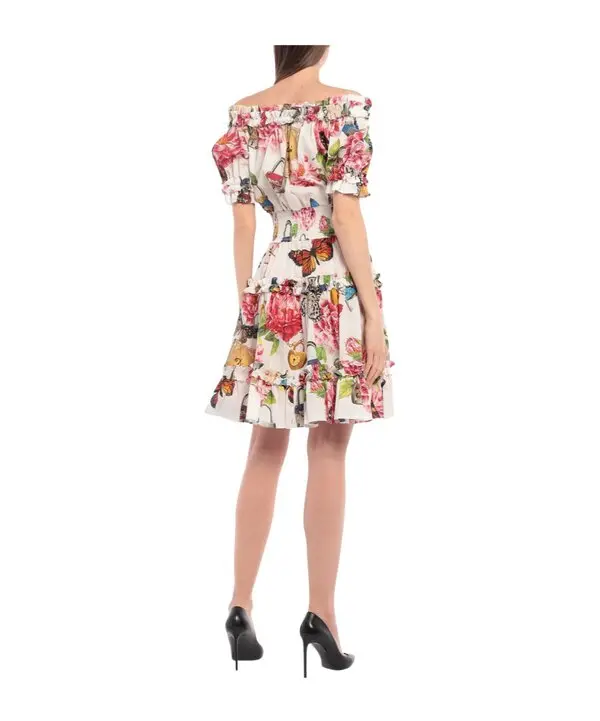 Dolce & Gabbana Floral Off-the-shoulder Short-sleeve Dress