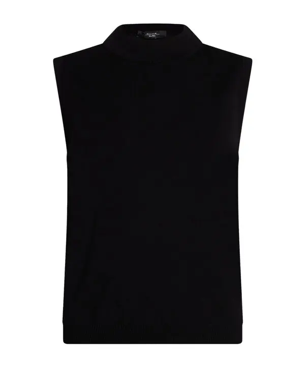 Max Mara Sleeveless High Neck Knit Top - Black