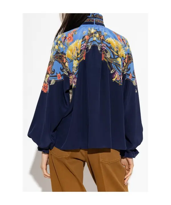 Etro Floral-print Ruffled-collar Blouse