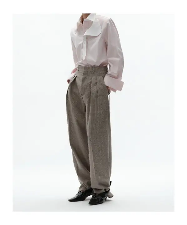 Bottega Veneta Pleated Checkered Trousers