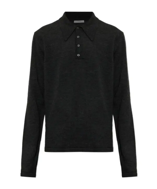 LEMAIRE Long-sleeve Polo Shirt - Black